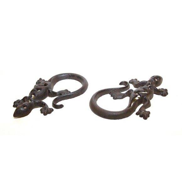 Accents | Rustic Cast Iron Lizards Geckos Garden Statue Home Decor ...